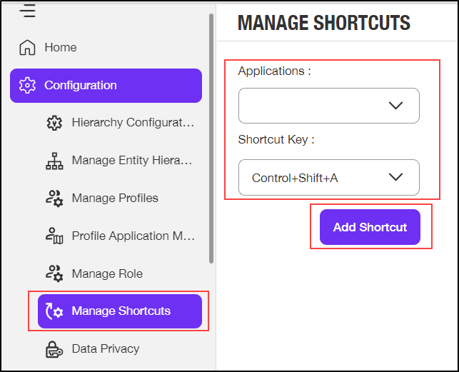 Manage Shortcuts