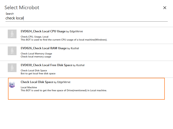 Step-By-Step Guide to Use Microbot to Check the Disk Space of the Local Machine