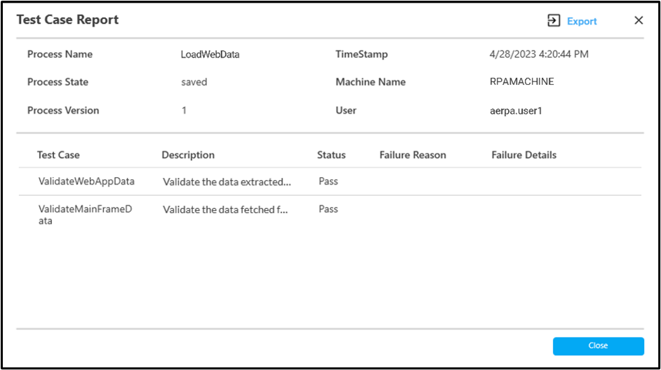 Executing Test Cases