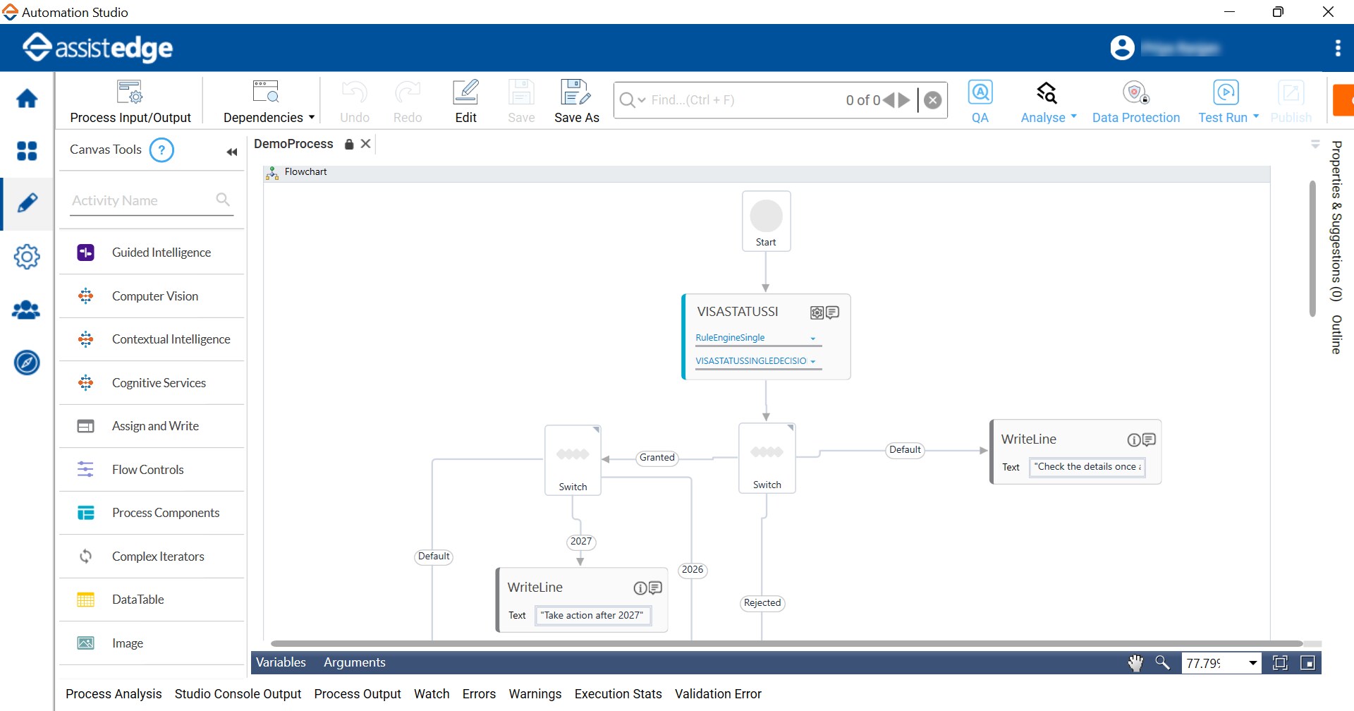 Using Switch on Text Activity with Decision Rule Process