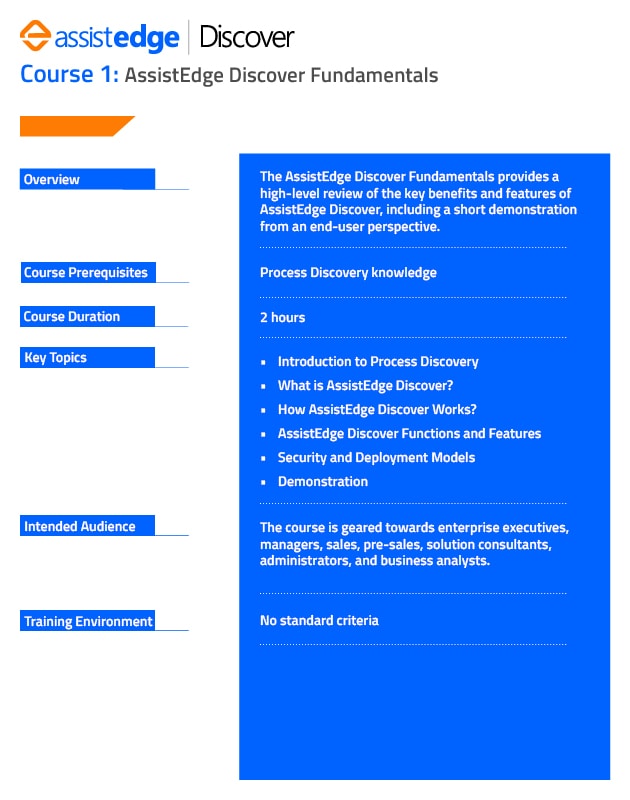 AssistEdge Discover Courses