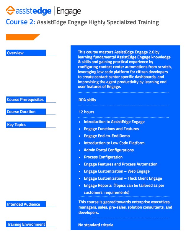 AssistEdge Engage Courses