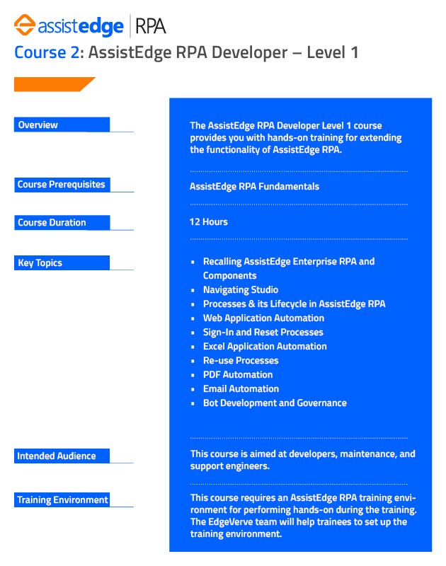 AssistEdge RPA Courses