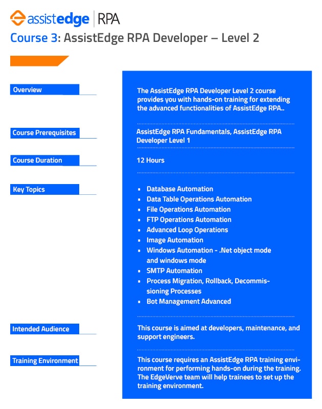 AssistEdge RPA Courses