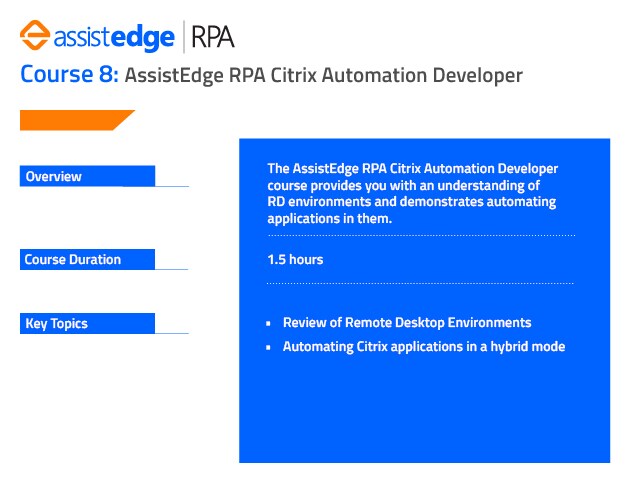 AssistEdge RPA Courses